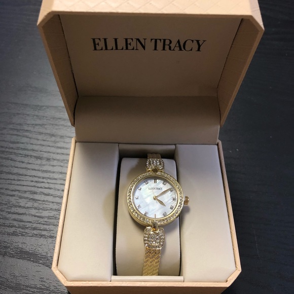 Ellen Tracy | Accessories | Ellen Tracy Gold And Crystal Womens Watch ...